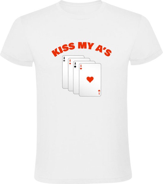 Kiss My A's Heren T-shirt | kaarten | kaartspel | poker | humor ...