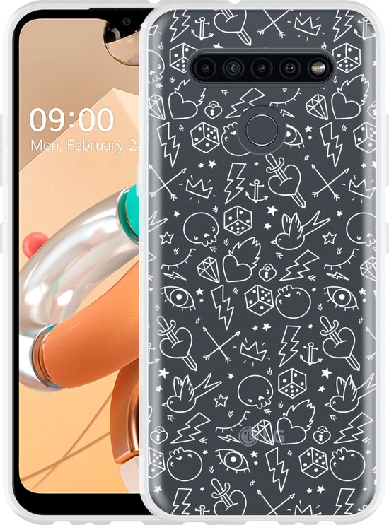 Hoesje geschikt voor LG K41S Tattoo wit | bol