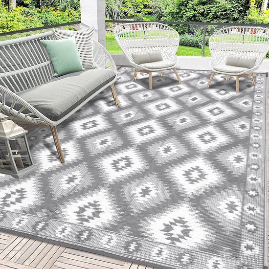 Outdoor tapijt, weerbestendig, grijs, 150 x 240 cm, balkontapijt, groot ...