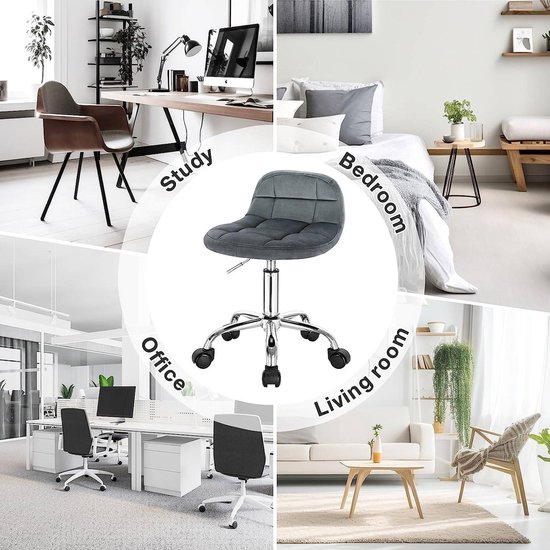 Velvet Office Stool - Verstelbare bureaustoel - Ergonomische draaistoel ...