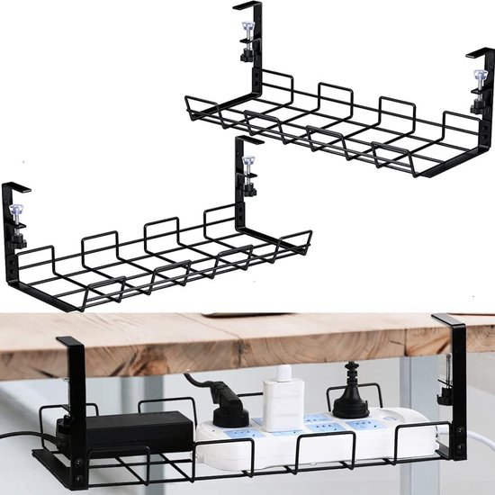 Kabelrek onder bureau voor draadbeheer - Set van 2 - Metaal - Thuis ...