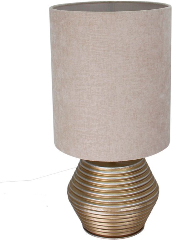 Various Tin Tafellamp - 1 lichts - Ø 30 cm - Goud / Creme | bol