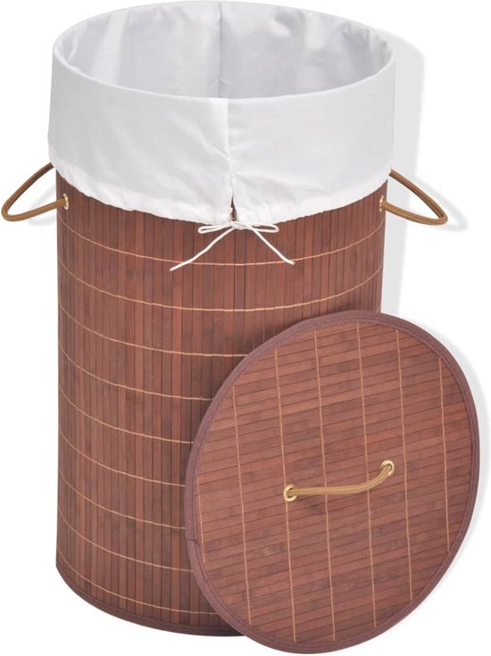 vidaXL Wasmand - Rond - Bamboe - Bruin - 35x60 cm Wasmand ...