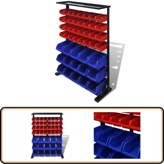 Garage opbergrek - Blauw en Rood - Inclusief bakken Opbergrek - Garage ...