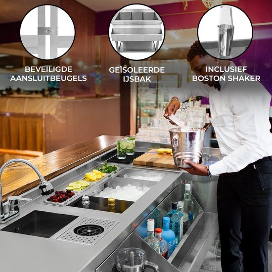 Deluxe Cocktail Bar Station met Ijsbak & Modulaire Hoekeenheid ...