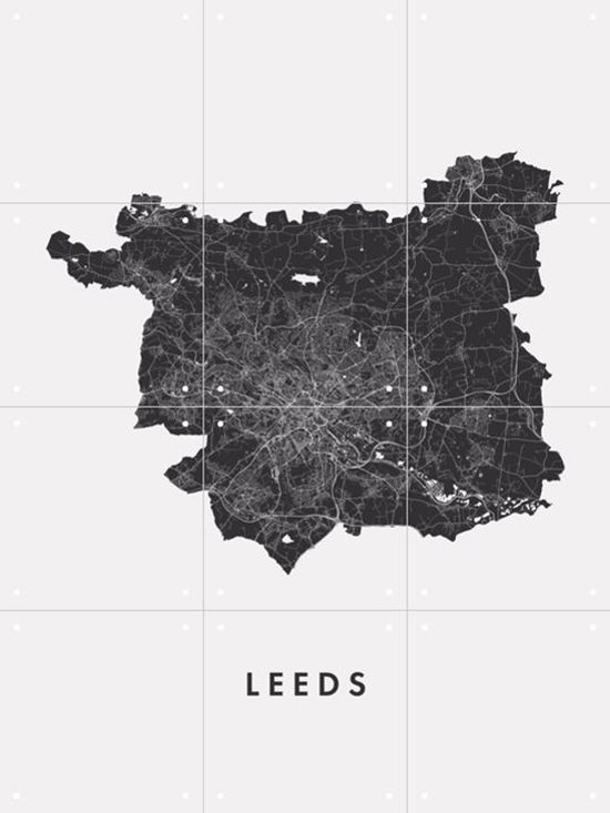 IXXI Leeds City Map, Kunst in Kaart - 60 x 80 cm - Gratis ophangtool ...