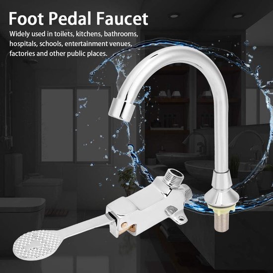 Water tap with foot pedal - Bathroom sink tap set for laboratory - Zinc ...