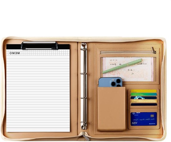 Leren Map Padfolio met Tabletvak en A4 Kladblok - Business Folio ...