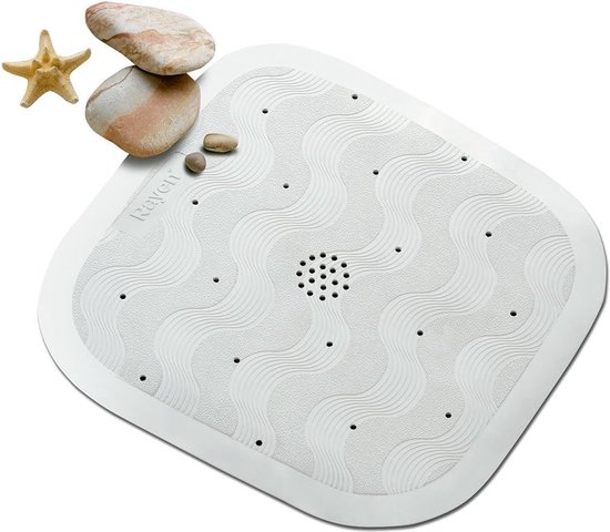 Douchemat met zuignappen - rubber - 1 stuk - wit - 45 x 45 cm | bol