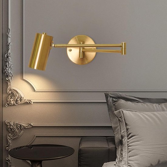 Industriële wandlamp met verstelbare arm - retro stijl - goud | bol