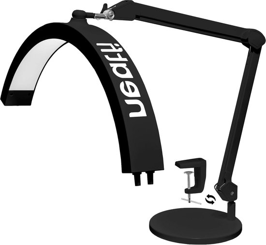Half Moon Swing Arm Tafellamp - LED-verlichting - 5 Lichtmodi - Zwart | bol