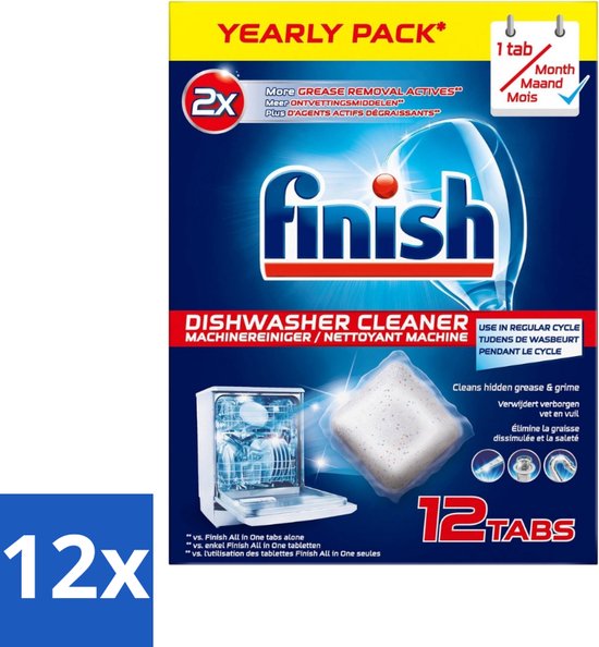 Finish - Vaatwasmachinereiniger - Anti-Vet & Anti-Vuil - 12 Tabletten -... | bol
