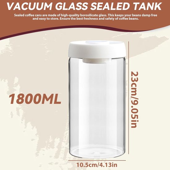 Luchtdichte Koffiecontainer - Voorraadpot voor Koffie en Specerijen - 1800 ml - Glas | bol
