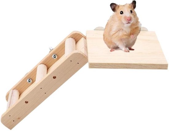Houten springplank platform - ladder trap - kleine dieren speelgoed ...