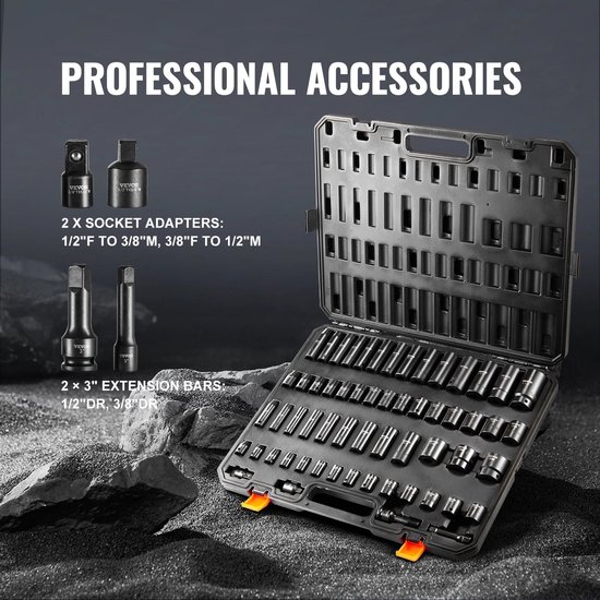 Impact Doppenset – 59-delige 3/8" & 1/2" Drive – Cr-Mo Staal ...
