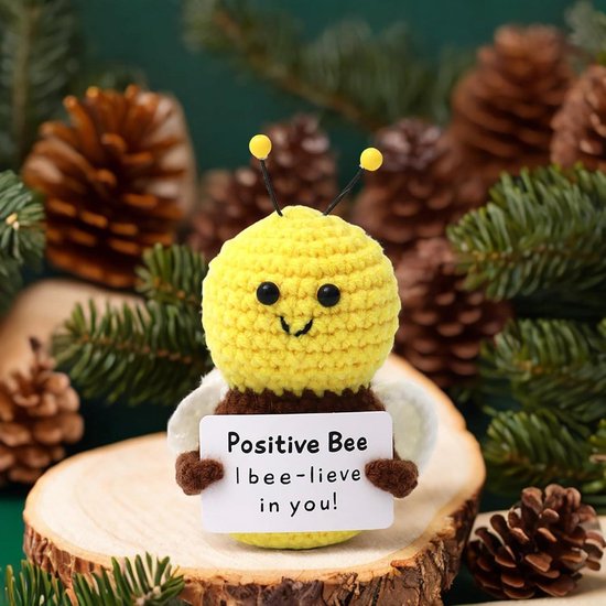 Pocket Hug Positive Bees Crochet Animals Yellow - Crochet Stuffed ...