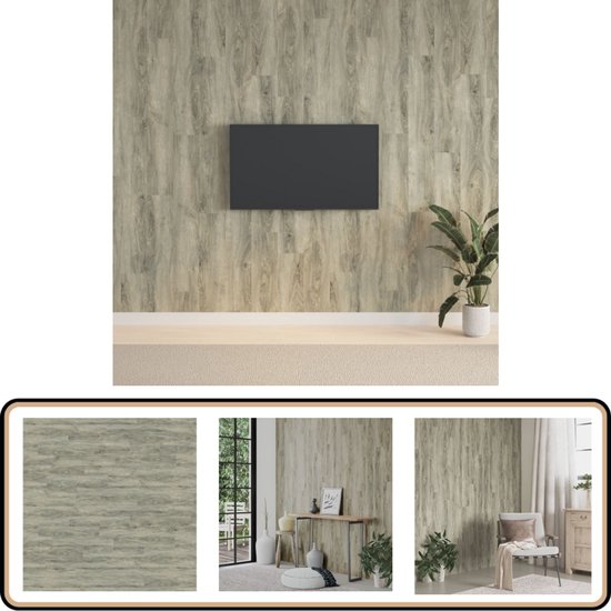 vidaXL Wandpanelen PVC Grijs 2,06 m² Houtlook Wandpanelen - Pvc ...