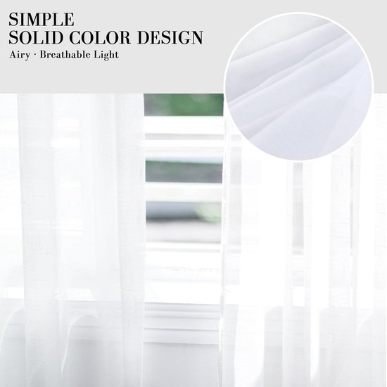 Vitrage modern bistrogordijn wit halftransparant 1 paar/2 stuksVoile ...