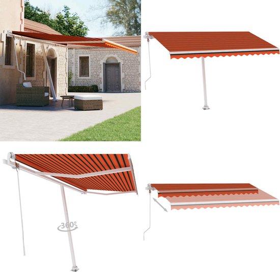 vidaXL Luifel vrijstaand automatisch 400x300 cm oranje en bruin ...