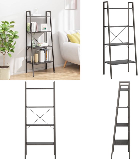 vidaXL - Opbergmeubel - met - 4 - schappen - 56x35x140 - cm - zwart | bol