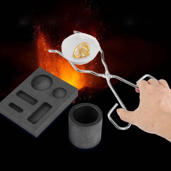 Titel: Zeer zuivere grafietsmeltset met tang, kom en combi-brander voor ...
