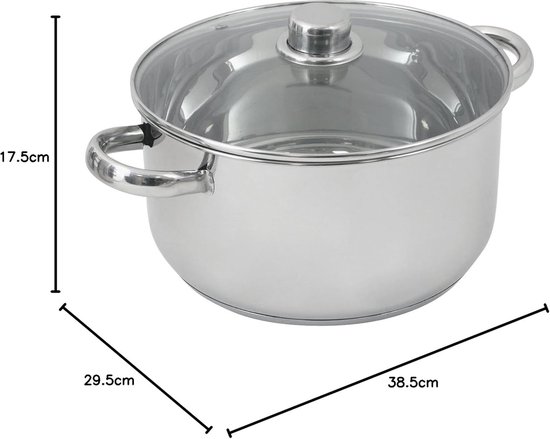 Soeppan met glazen deksel - Roestvrij staal - 10 l - 28 cm | bol