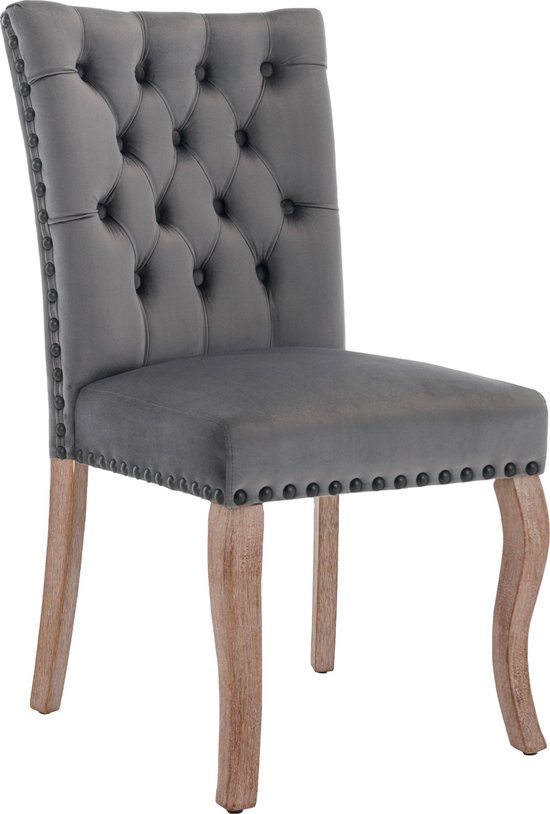 Merax - Eetkamerstoel - Unieke deurklopper - Fluwelen bekleding - Grijs | bol