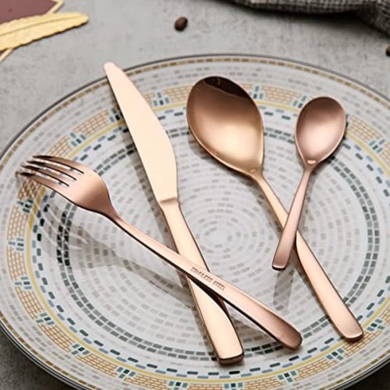 Bestekset 24 Delig - Bestek Set - Bestekset Goud - Goud | bol