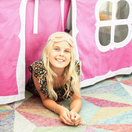 Gordijn, stof, roze en wit | bol