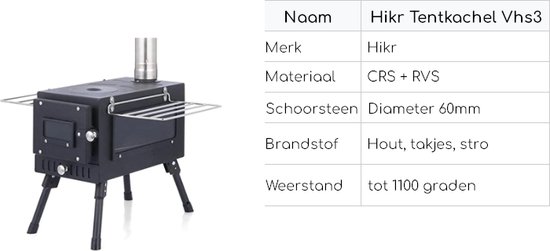 Hikr® Tentkachel Vhs3 - Mini kachel - Houtkachel - Kamperen - Camping ...