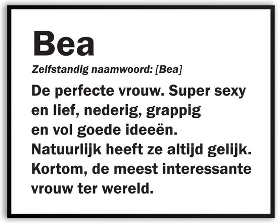 Bea betekenis Grappig Fotolijst met glas 30 x 40 cm - Cadeau - Kado ...
