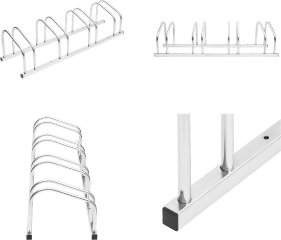 vidaXL Fietsenrek voor 4 fietsen gegalvaniseerd staal - Fietsenrek ...