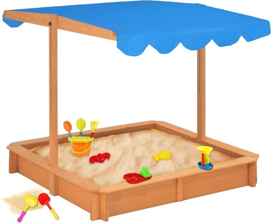 Zandbak met verstelbaar dak 115x115x115 cm vurenhout - Zandbak ...