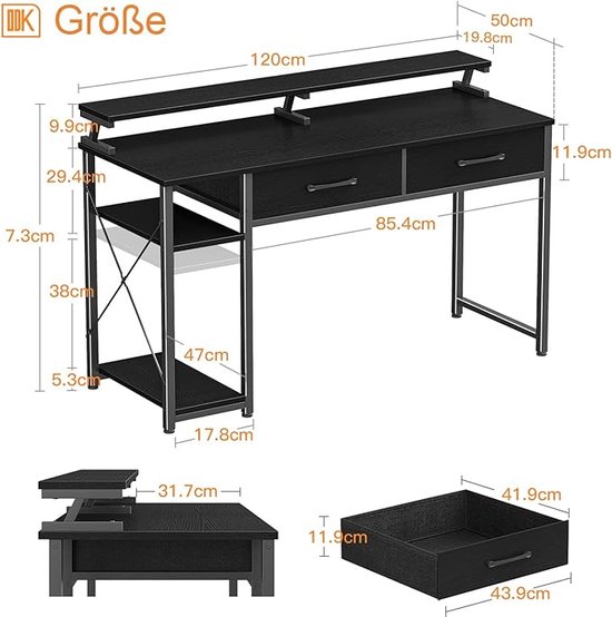 monitorstandaard, pc-tafel, gamingtafel voor thuiskantoor, Bureau ...