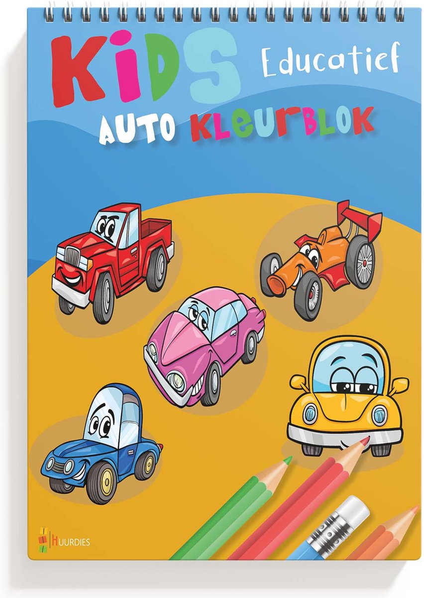 Auto's A5 kleurblok - 50 Kleurplaten - kleurblok met 50 cartoon auto's ...