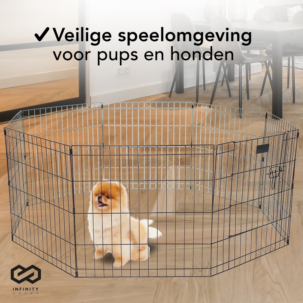 Infinity Goods Puppyren - Hondenren - 8 Panelen - 60 x 60 CM - 480 CM ...