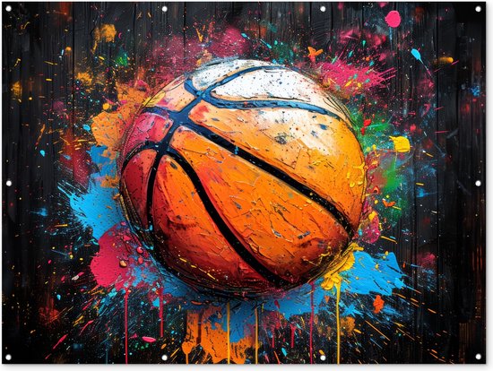 Tuinposter 160x120 cm - Tuindecoratie - Graffiti - Basketbal - Verf ...