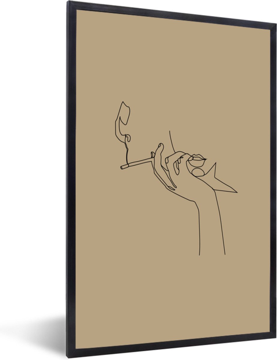 Cadre photo avec affiche - Dessin au trait - Cigarettes - Femme - Line ...