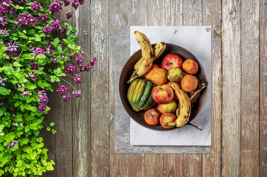 Tuin decoratie Verrot fruit in de fruitschaal - 30x40 cm - Tuindoek ...