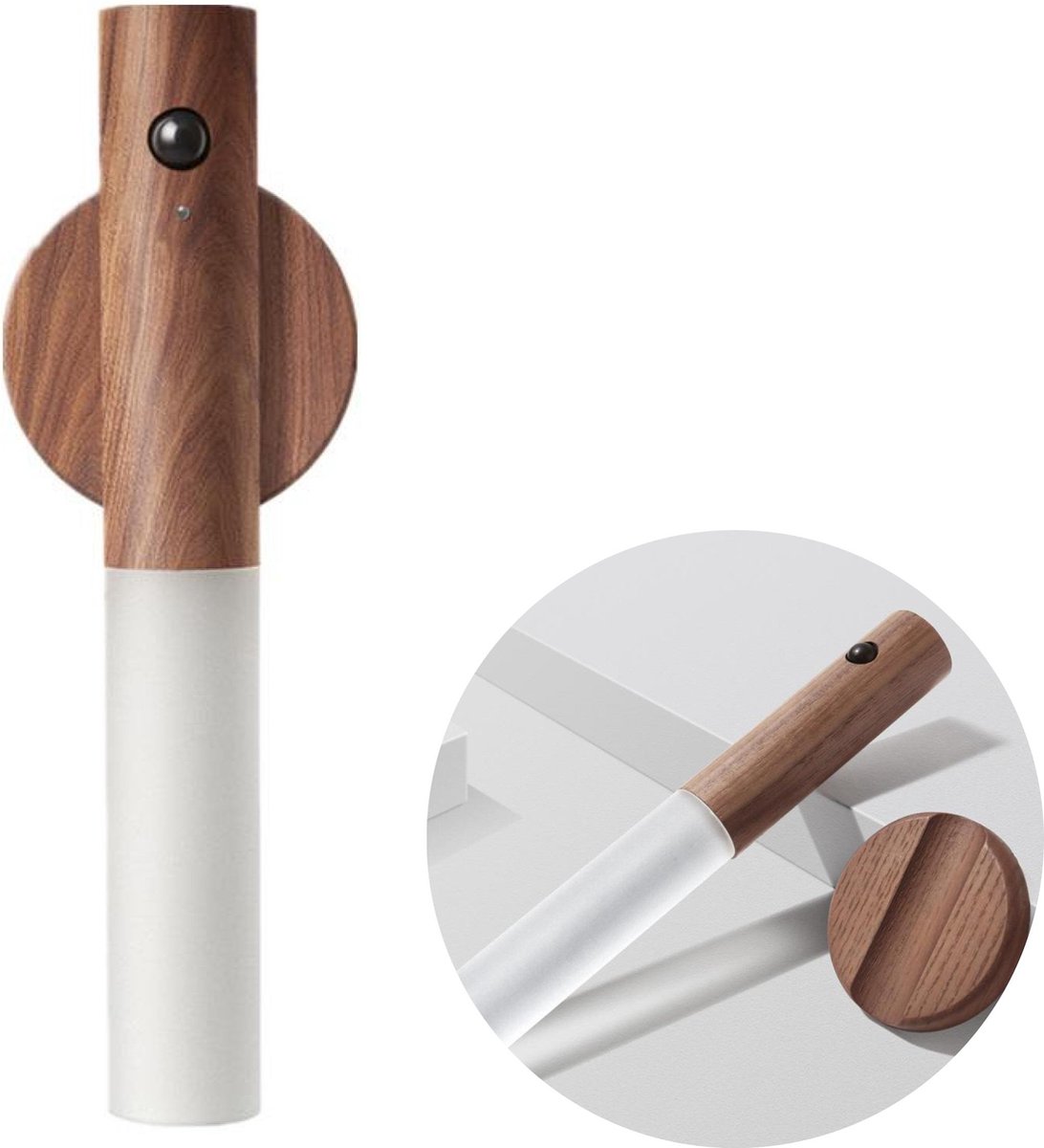 SW Walnoten Hout Smart Wandlamp - Nachtlampje met bewegingssensor ...