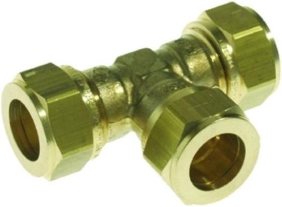 Vsh Knelfitting t stuk 22 x 22 x 22 mm knel sd1220 a 20 stuks messing | bol.com