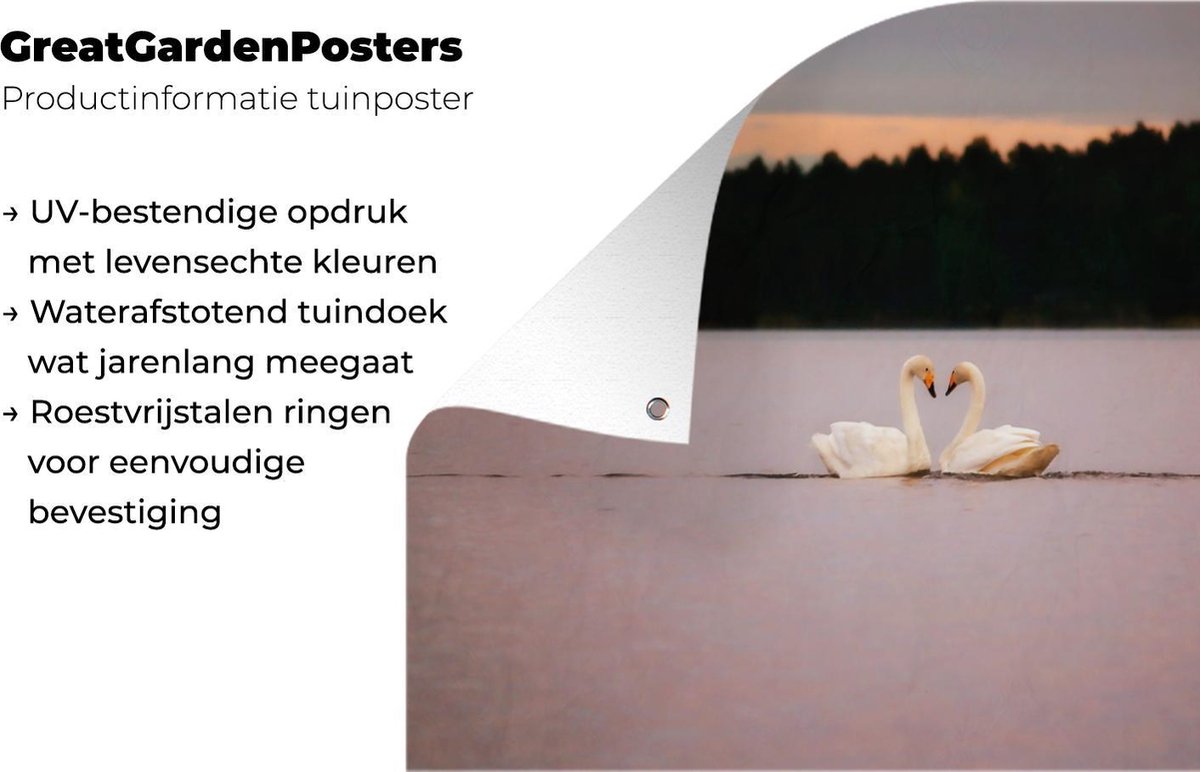 Muurdecoratie buiten Zwanen - Water - Bomen - 160x120 cm | bol.com