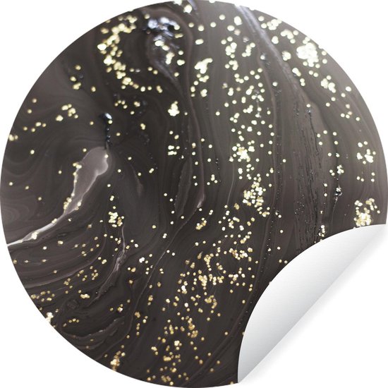 WallCircle - Muurstickers - Behangcirkel - Marmer - Zwart - Patronen - Goud - 100x100... | bol