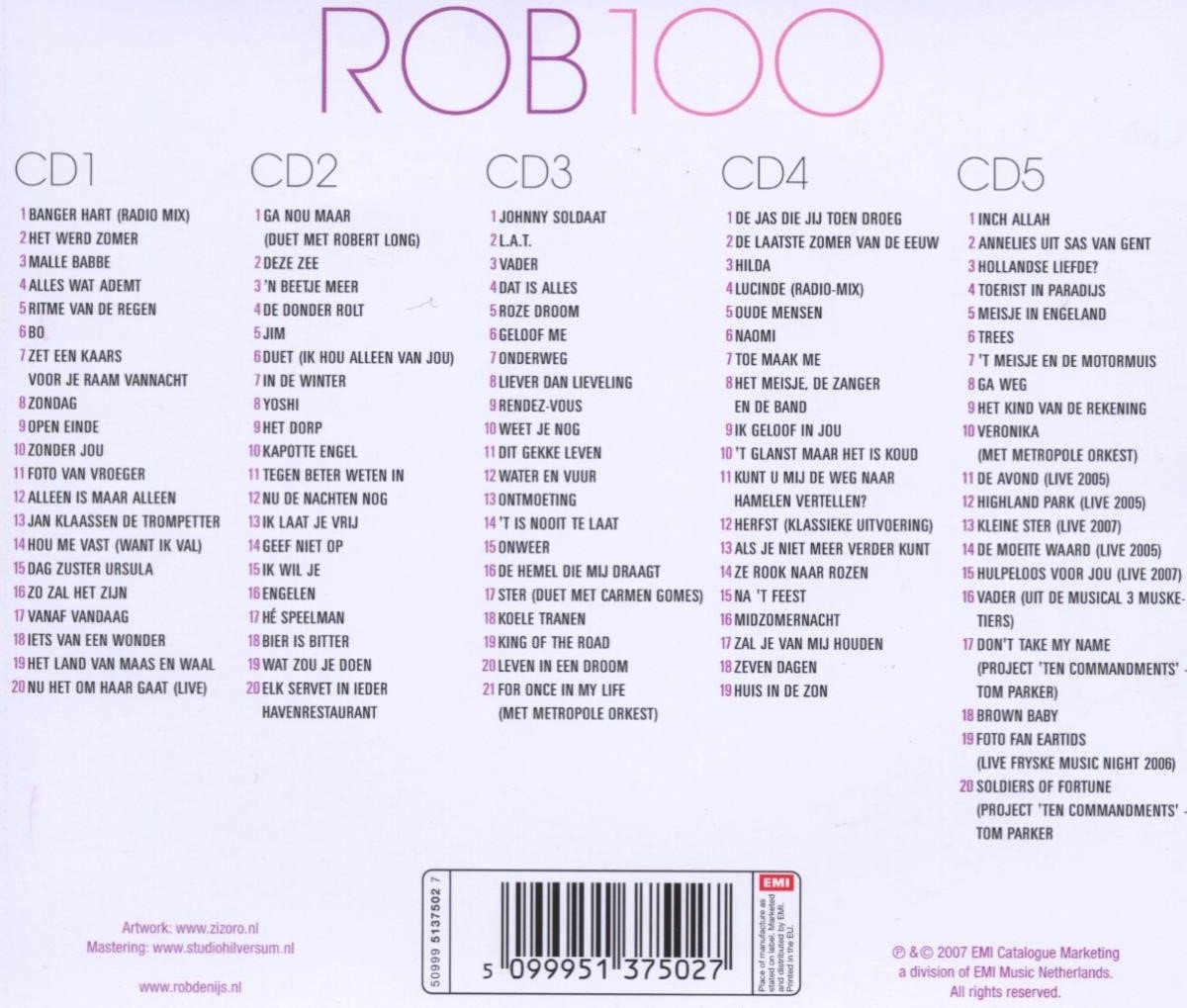 Rob de Nijs - Rob 100 (5 CD), Rob De Nijs | CD (album) | Muziek | bol.com
