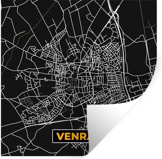 Stickers muraux - Plan de la ville - Venray - Goud - Zwart - 100x100 cm ...