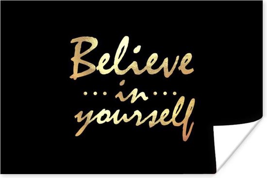 Poster Quote - Zelfvertrouwen - Goud - 90x60 cm | bol