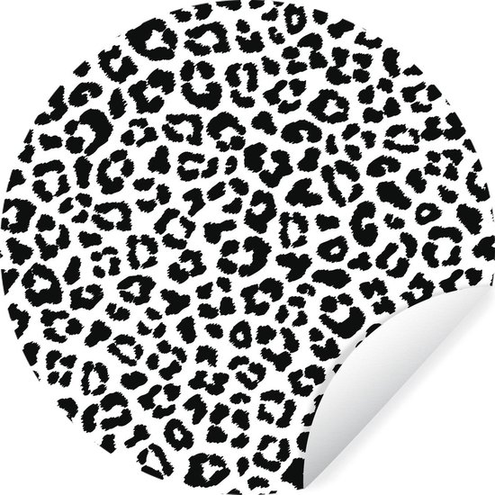 WallCircle - Muurstickers - Behangcirkel - Panterprint - Zwart - Wit - ⌀ 140 cm -... | bol
