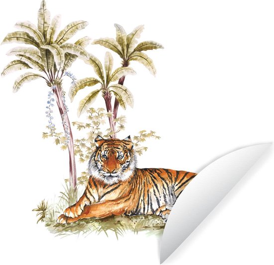 WallCircle - Muurstickers - Behangcirkel - Tijger - Boom - Ogen - ⌀ 140 cm -... | bol