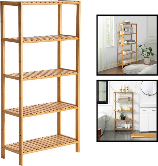 Opbergrek van bamboe hout - Als open badkamerrek, schoenenrek of ...