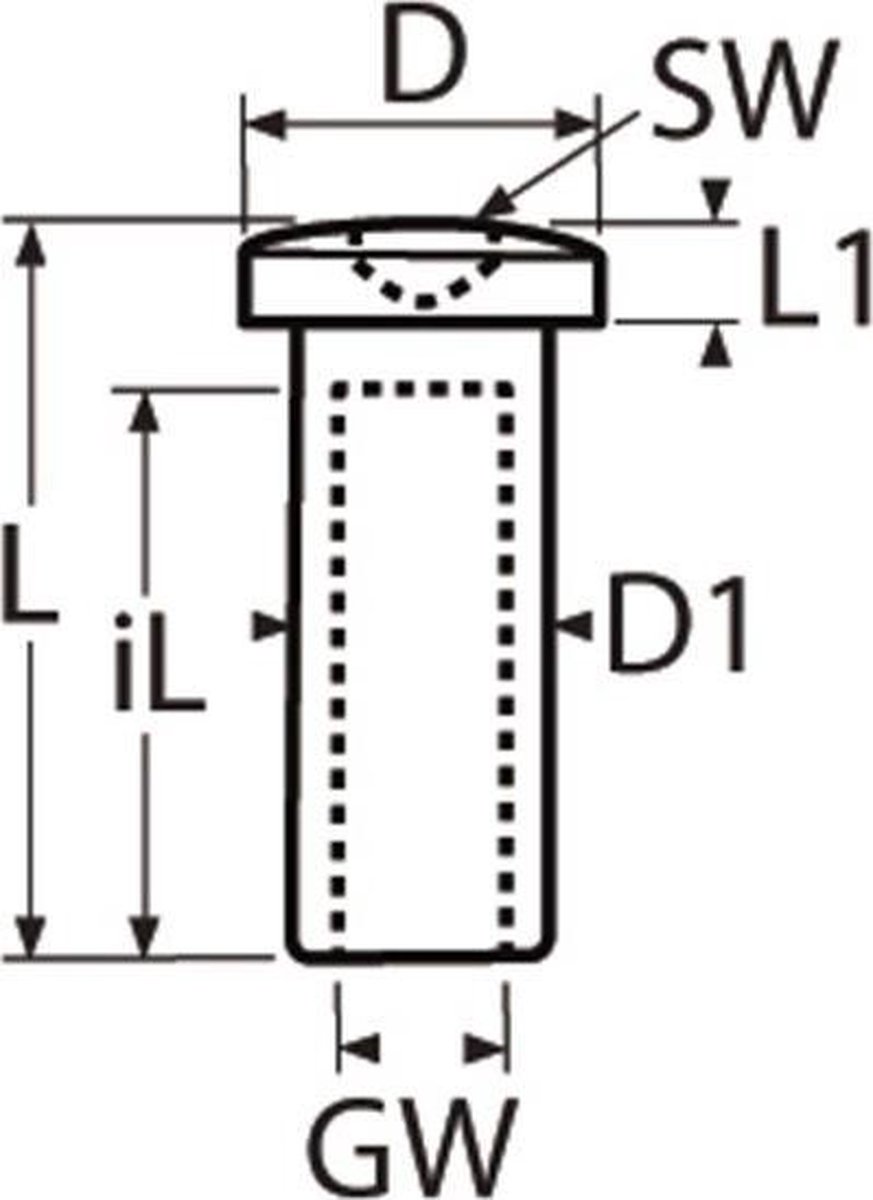 Dopmoer met binnendraad M8 RVS-316 | bol.com